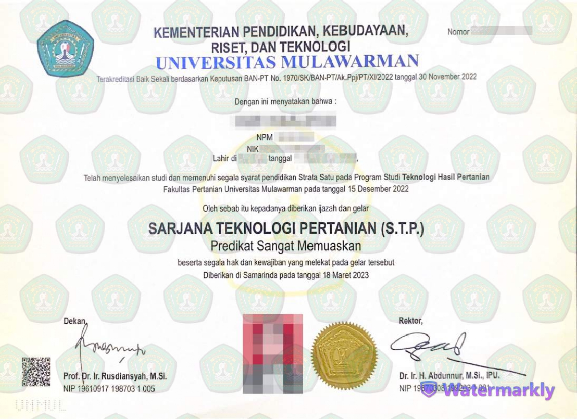 Ijasah, Transkrip dan SKPI – Jurusan Teknologi Hasil Pertanian
